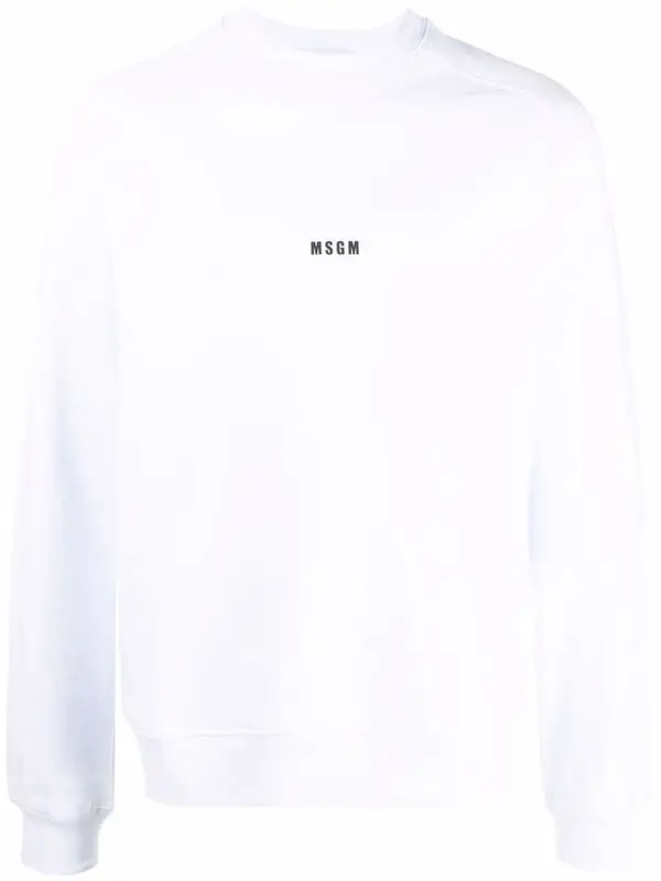 MSGM Logo-print Cotton Sweatshirt - White