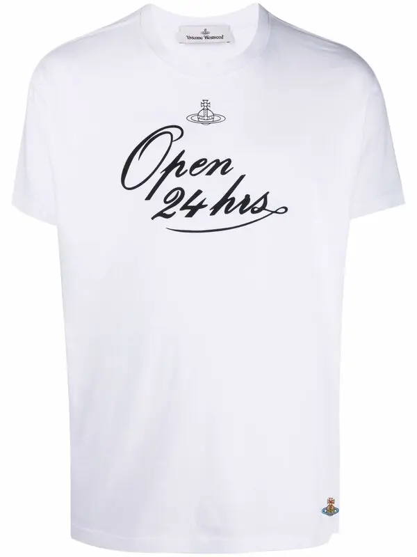 Vivienne Westwood Open 24 Hours Print T-Shirt In White - 23% Off