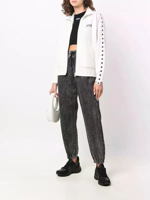 GOLDEN GOOSE Star Print Zipped Sweatshirt - Neutrals