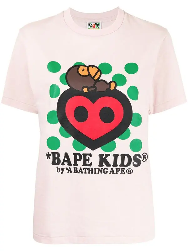 A Bathing Ape® Bape Kids Heart T-Shirt In Pink - 9% Off | Editorialist