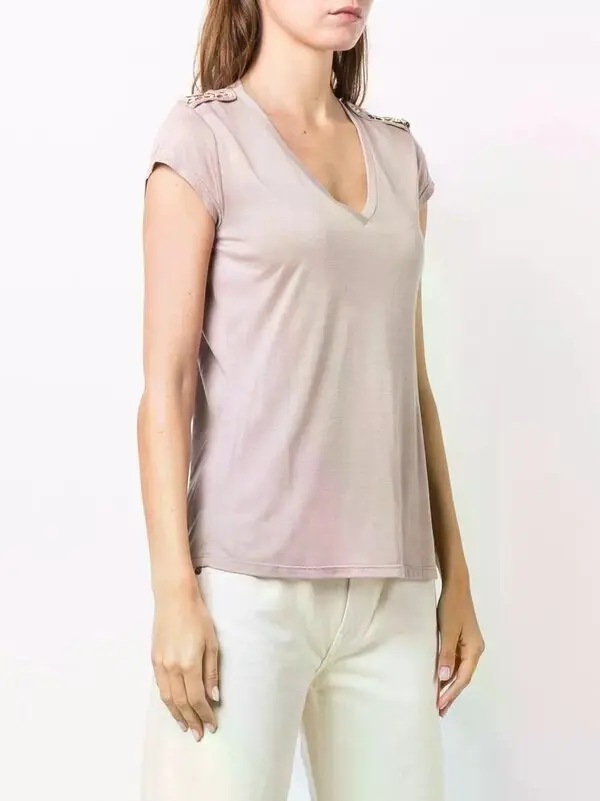 Elisabetta Franchi Chain Detail V-neck T-shirt
