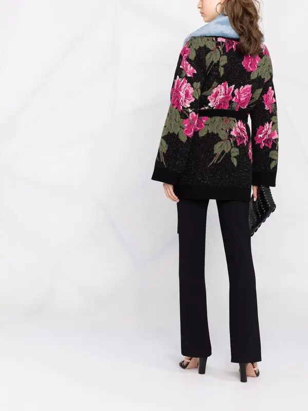 Blumarine Floral-print Belted Coat