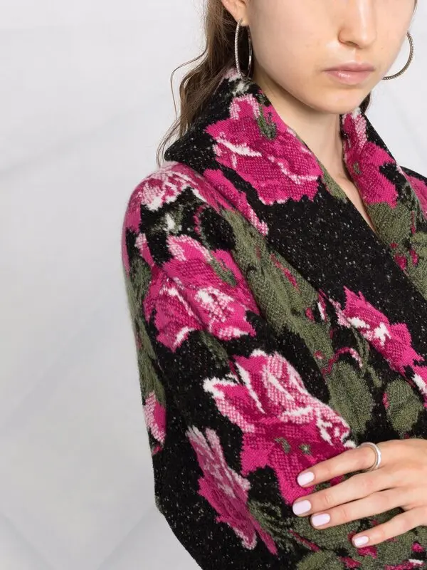 Blumarine Floral-print Belted Coat