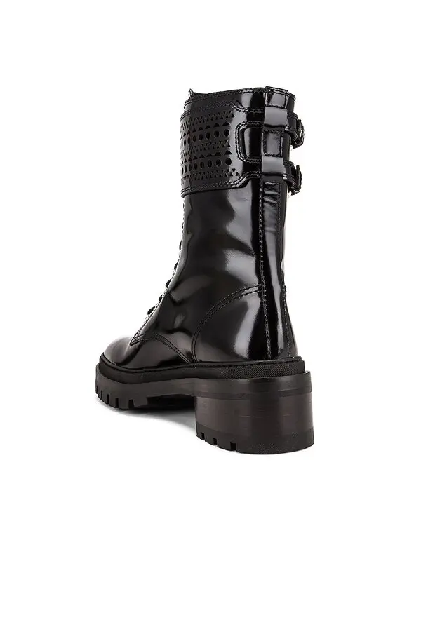 Alaïa Black Patent Leather Lace-up Buckle Ankle Boots
