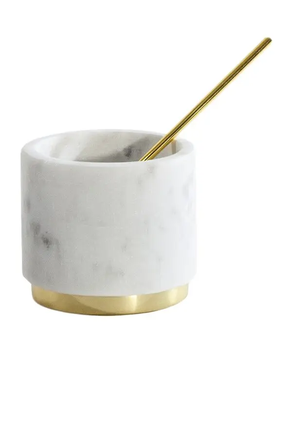 HAWKINS NEW YORK Marble And Brass Sugar Pinch Pot - White