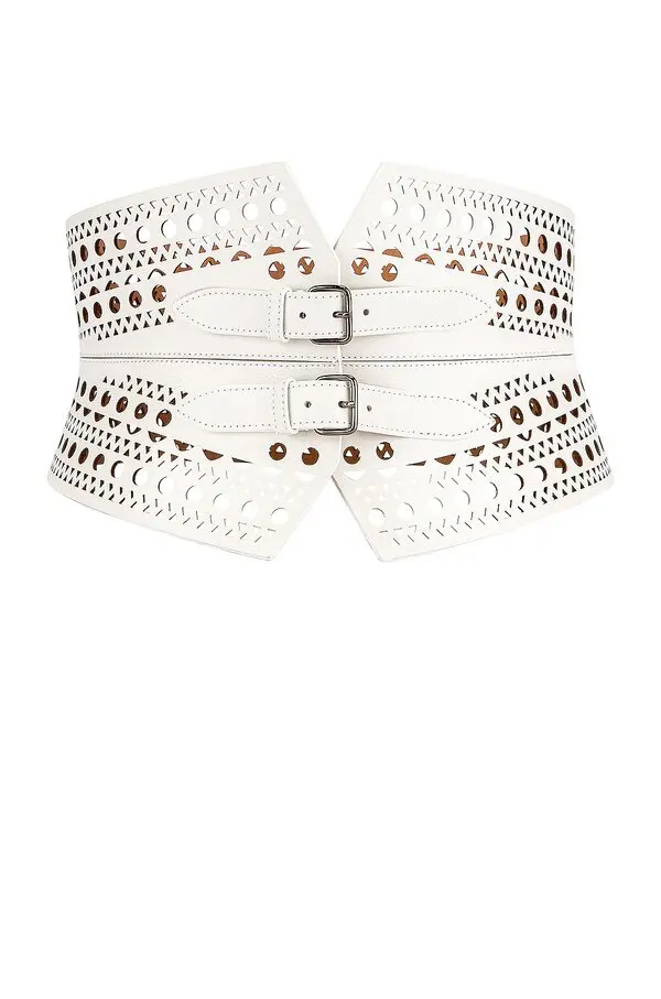 Alaïa Double Buckle Vienne Motif Belt - Blanc Optique