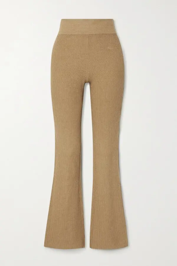 FRAME Ribbed Cotton-blend Flared Pants