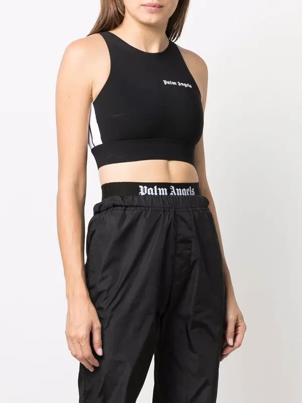 Palm Angels Side-stripe Cropped Top - Black