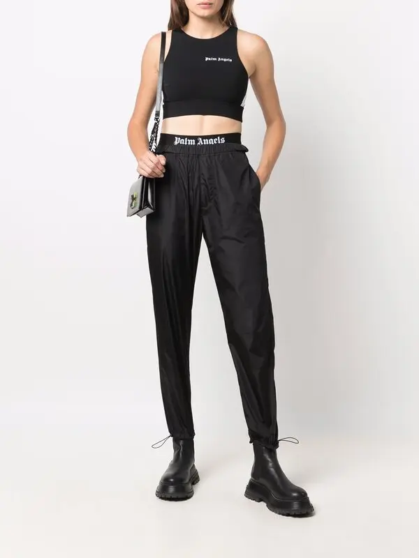 Palm Angels Side-stripe Cropped Top - Black