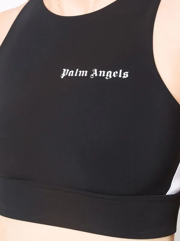 Palm Angels Side-stripe Cropped Top - Black