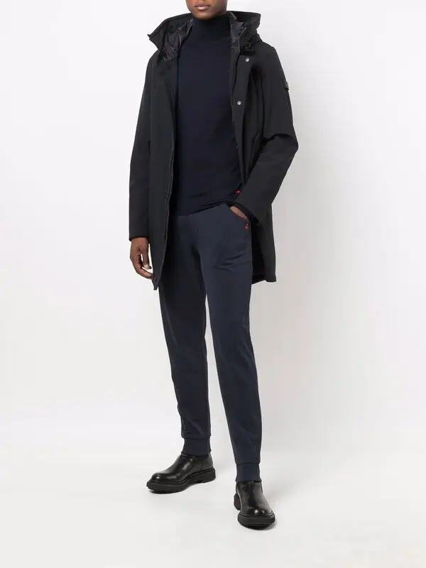 Peuterey Logo Patch Hooded Coat - Black