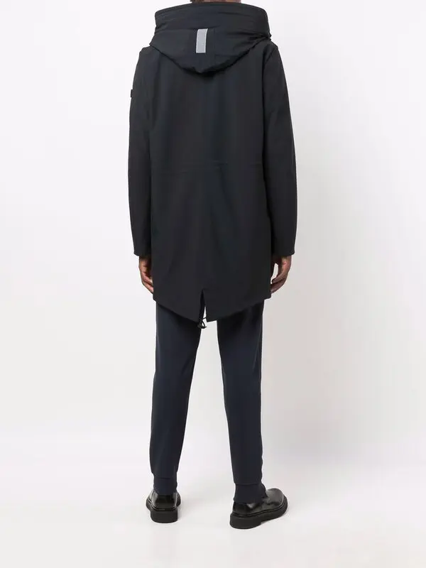 Peuterey Logo Patch Hooded Coat - Black