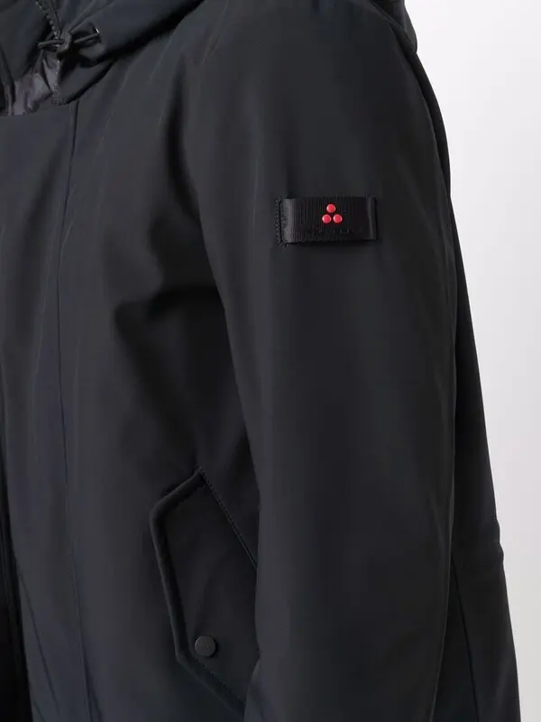 Peuterey Logo Patch Hooded Coat - Black