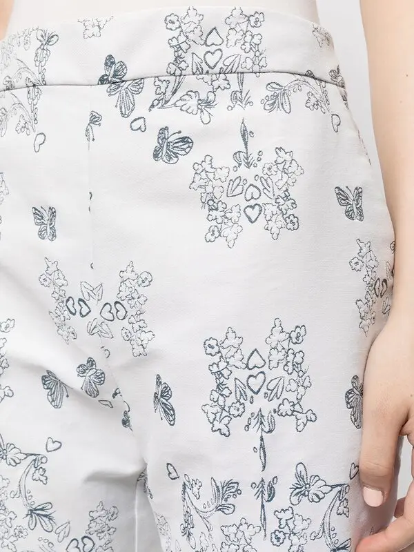 MACGRAW Butterfly Print Trousers - White