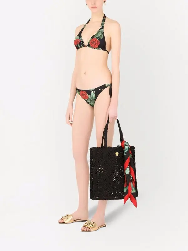 Dolce & Gabbana Rose-print Bikini Bottom
