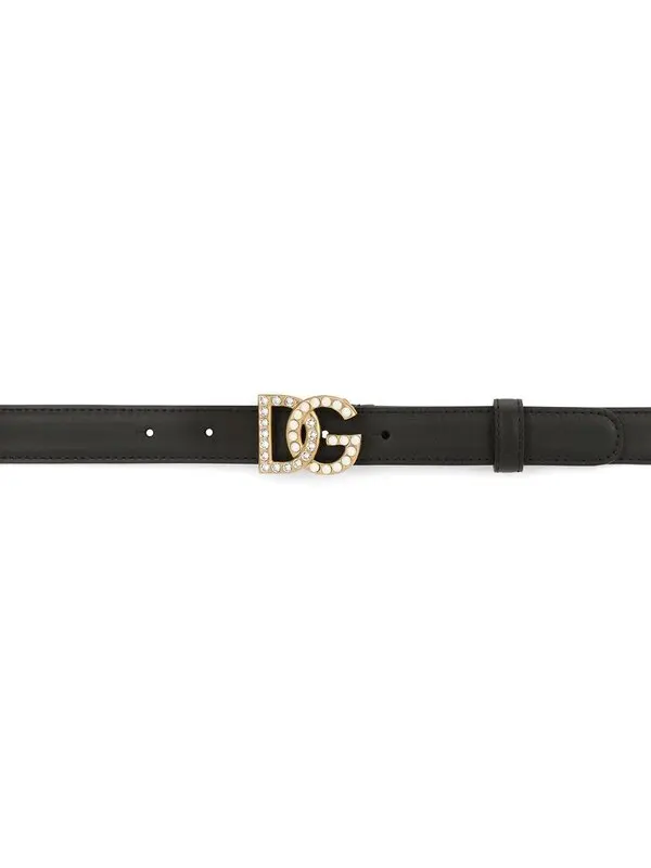 Dolce & Gabbana Dg-logo Leather Belt - Black
