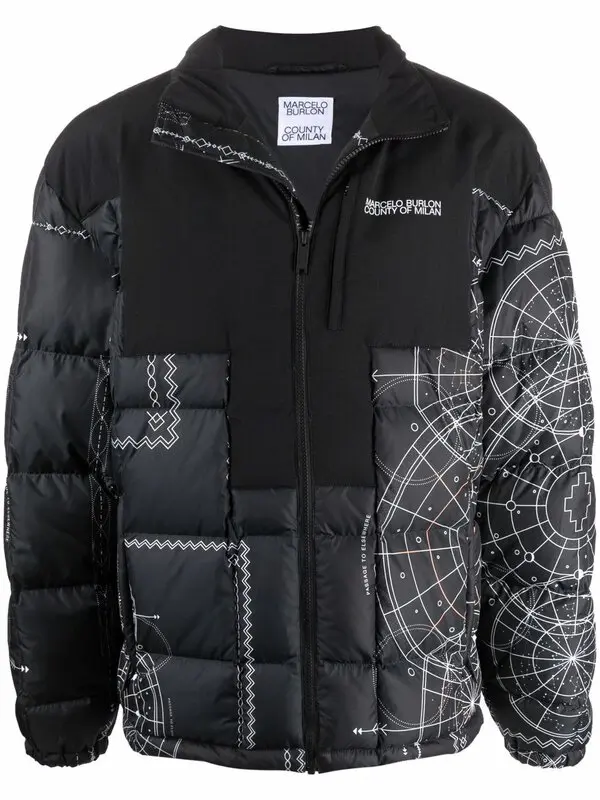 Marcelo Burlon County Of Milan Astral Puffer Jacket In Black - 70