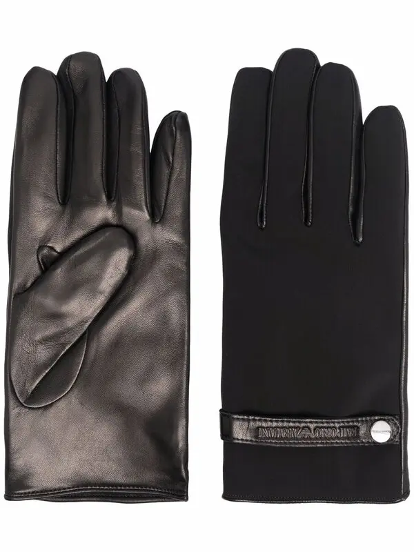 Emporio Armani Classic Leather Gloves - Black