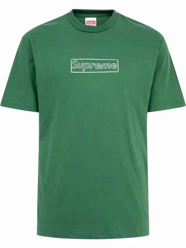 Supreme X Kaws Chalk Logo Crew Neck T-shirt - Green