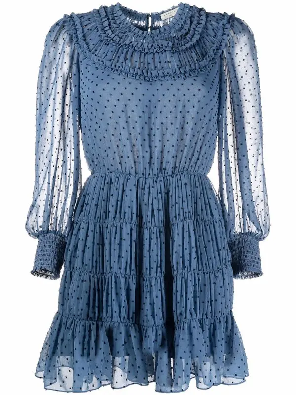 Sandro Gwen Polka-dot Ruffled Dress