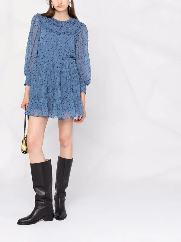 Sandro Gwen Polka-dot Ruffled Dress