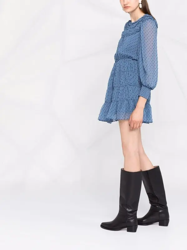 Sandro Gwen Polka-dot Ruffled Dress