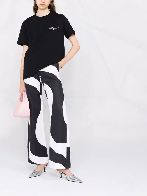 MSGM Chest-logo Crewneck T-shirt - Black