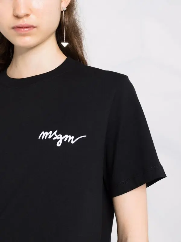 MSGM Chest-logo Crewneck T-shirt - Black