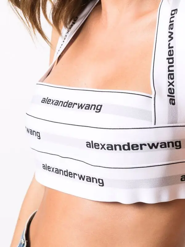 Alexander Wang Logo-Tape Cropped Top - White | Editorialist