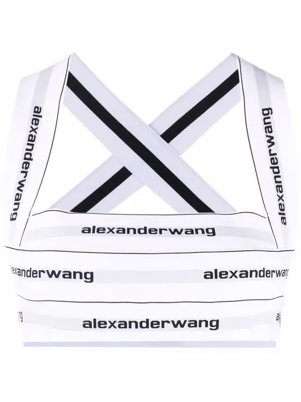 Alexander Wang Logo-Tape Cropped Top - White | Editorialist