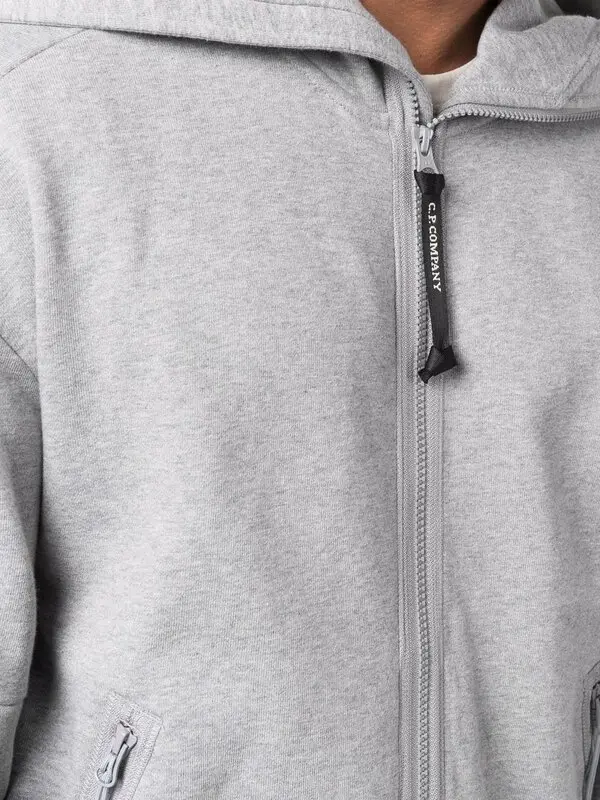 C.P. COMPANY Raised Fleece Zip-up Hoodie - Grey