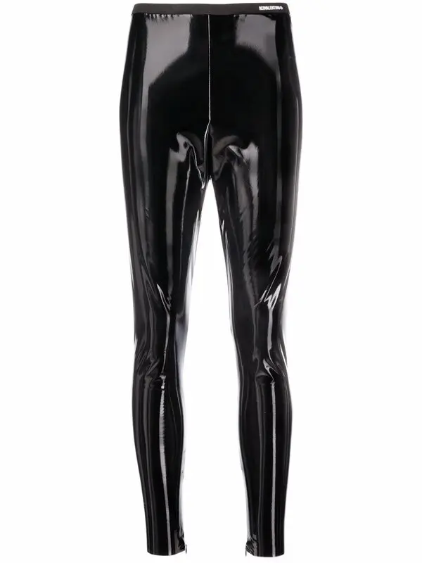 Red Valentino High-waisted Vinyl-effect Trousers