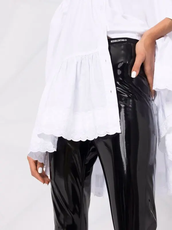 Red Valentino High-waisted Vinyl-effect Trousers