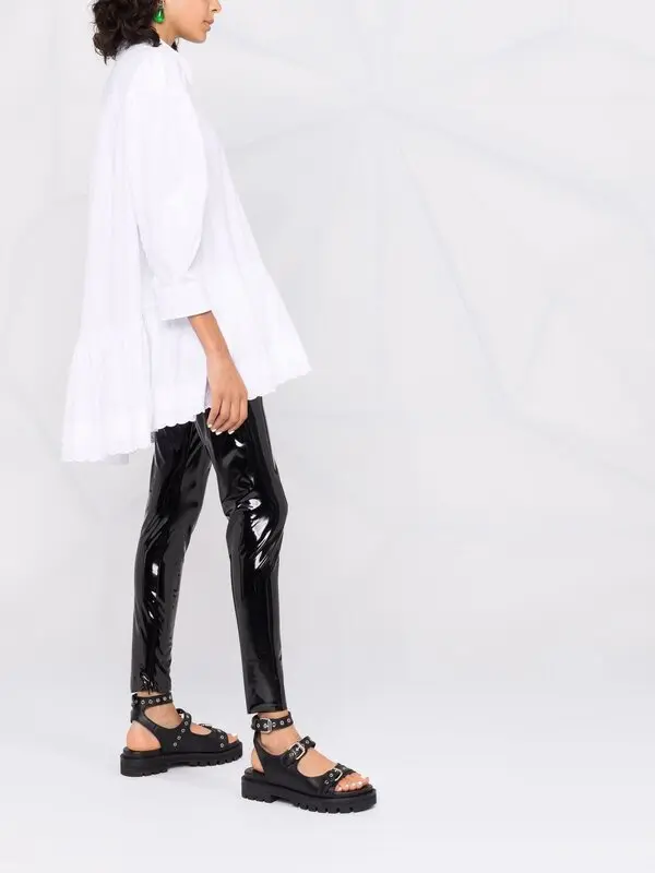 Red Valentino High-waisted Vinyl-effect Trousers