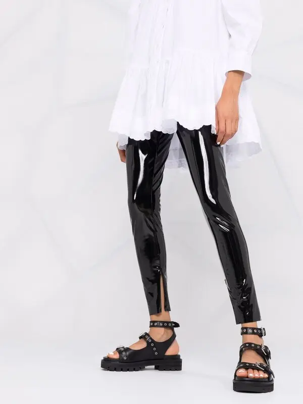 Red Valentino High-waisted Vinyl-effect Trousers