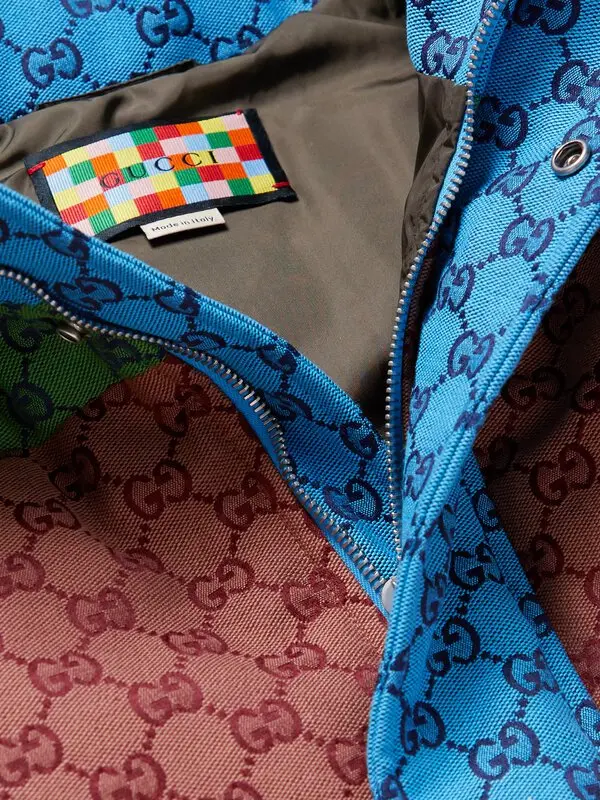 Gucci Striped Logo-Jacquard Cotton-Blend Canvas Down Jacket