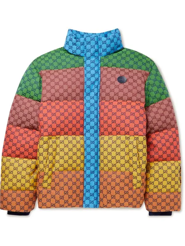 Gucci Striped Logo-Jacquard Cotton-Blend Canvas Down Jacket