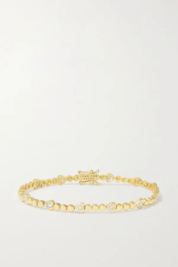 JENNIFER MEYER Mini Bezel And Heart 18-karat Diamond Tennis Bracelet