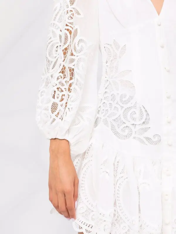 Zimmermann Mae Lace Button-Front Mini Dress In White - 44% Off |  Editorialist