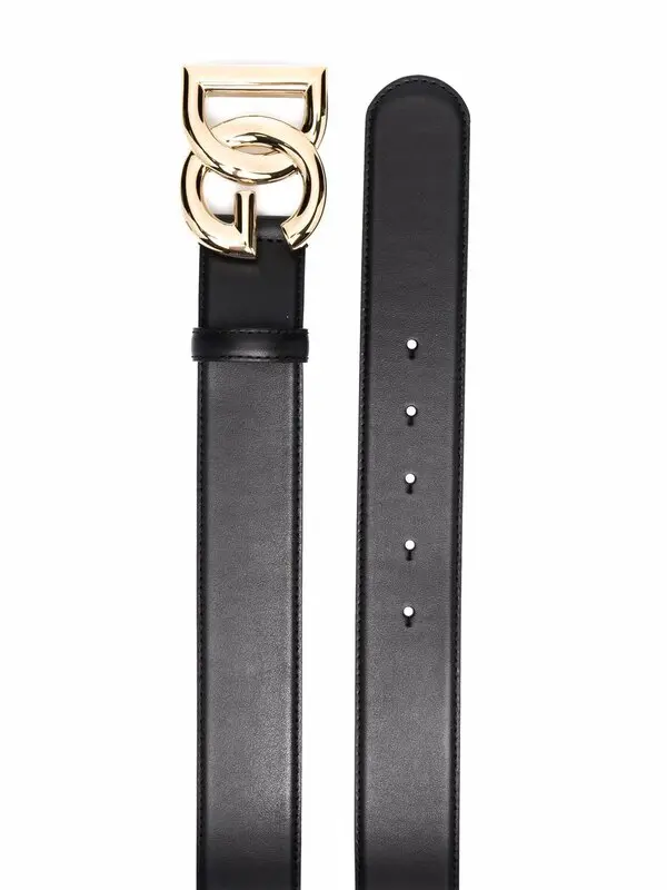 Dolce & Gabbana Dg Logo Leather Belt - Black
