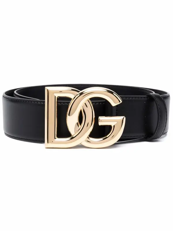 Dolce & Gabbana Dg Logo Leather Belt - Black