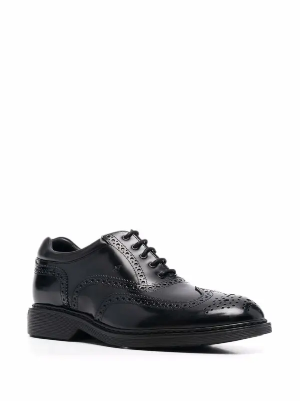 Hogan Leather Lace-up Oxford Shoes - Black