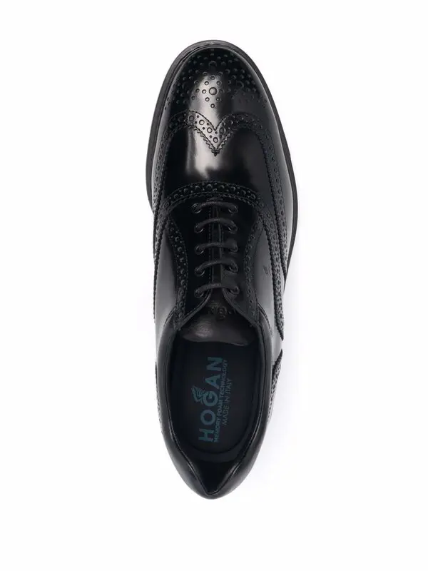 Hogan Leather Lace-up Oxford Shoes - Black