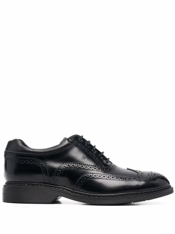 Hogan Leather Lace-up Oxford Shoes - Black