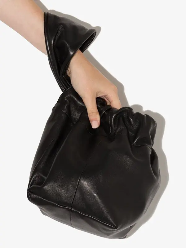 JIL SANDER Drawstring Leather Clutch Bag