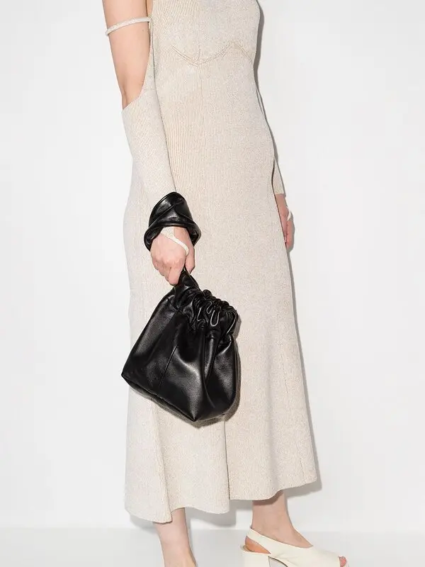 JIL SANDER Drawstring Leather Clutch Bag