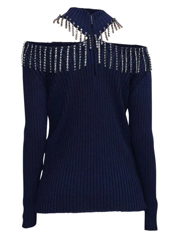 CHRISTOPHER KANE Crystal-embellished Virgin Wool Jumper