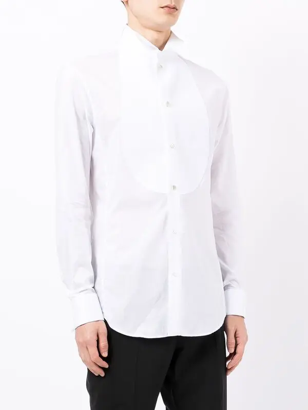 Giorgio Armani Long-sleeved Cotton Shirt - White