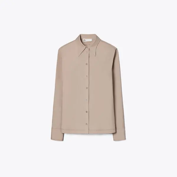Tory Burch Cotton Poplin Shirt - Dusk Taupe