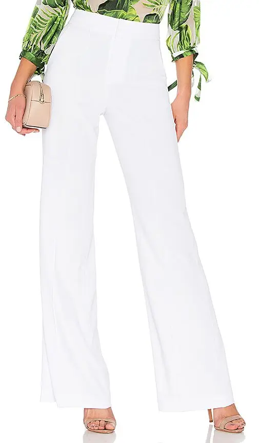 Alice + Olivia Dylan High Waisted Fitted Pant - White